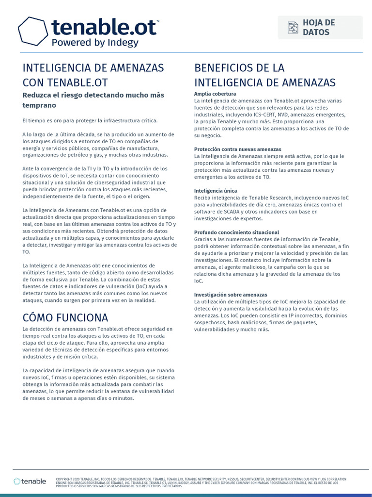 1688764253-Datasheet Tenable Ot Threat Intelligence Es-La | PDF | La seguridad informática ...