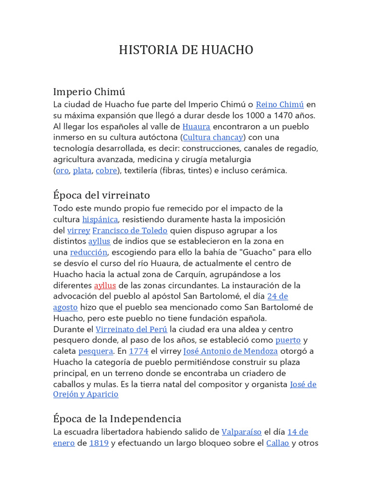 Historia de Huacho | PDF | América del Sur