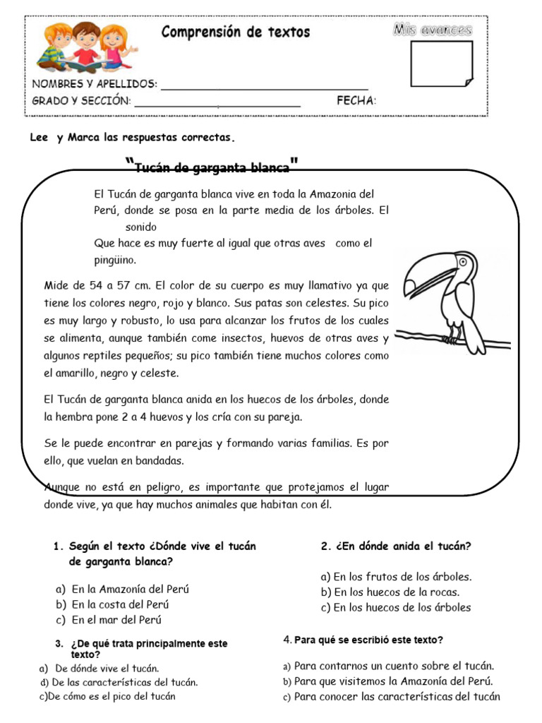 Comprensión de Textos 20-10-23 | PDF | Aves holarctic | Aves