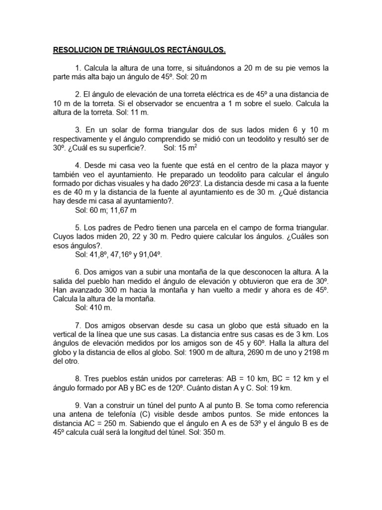 Resolucion de Tri Ngulos Rect Ngulos | PDF | Dom | Avión