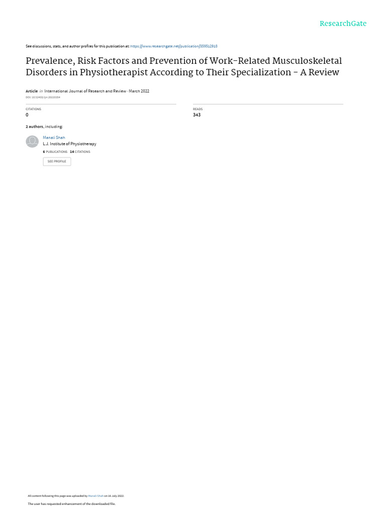 Physiotherapy Risk Factors | PDF | Physical Therapy | Neurology