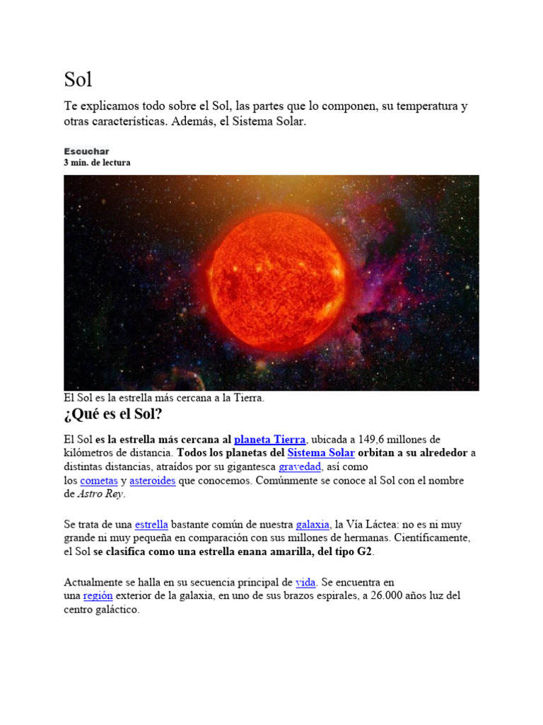 ¿Qué Es El Sol? | PDF | Dom | Estrellas