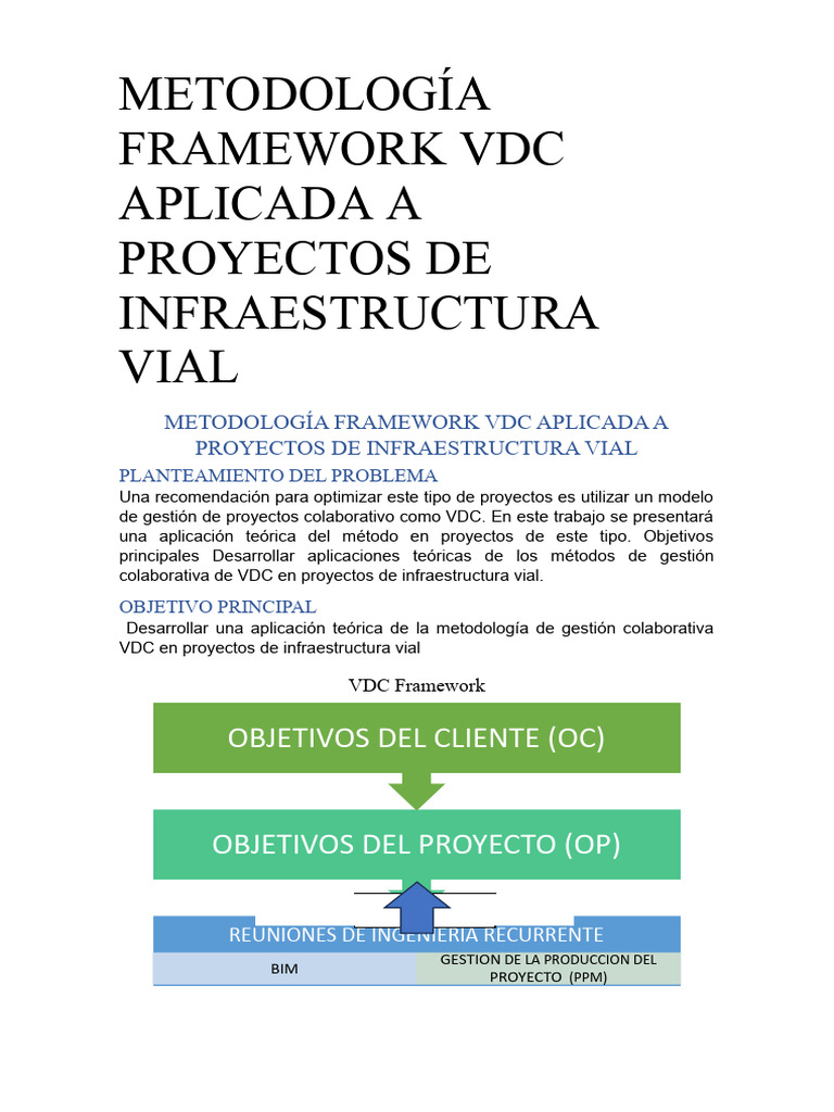 Metodología Framework Vdc Aplicada a Proyectos de Infraestructura | PDF