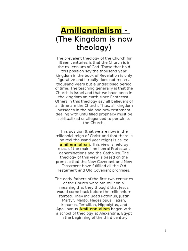 Amillennialism vs. Dispensationalism | PDF | Dispensationalism | New ...