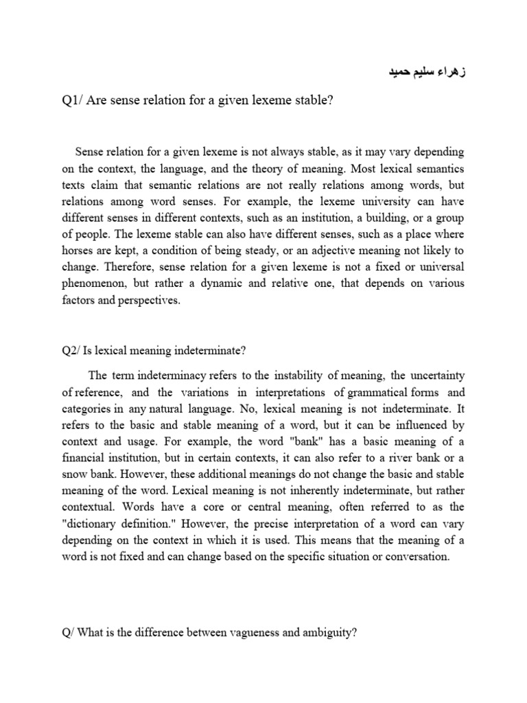 Semantics | PDF | Word | Ambiguity