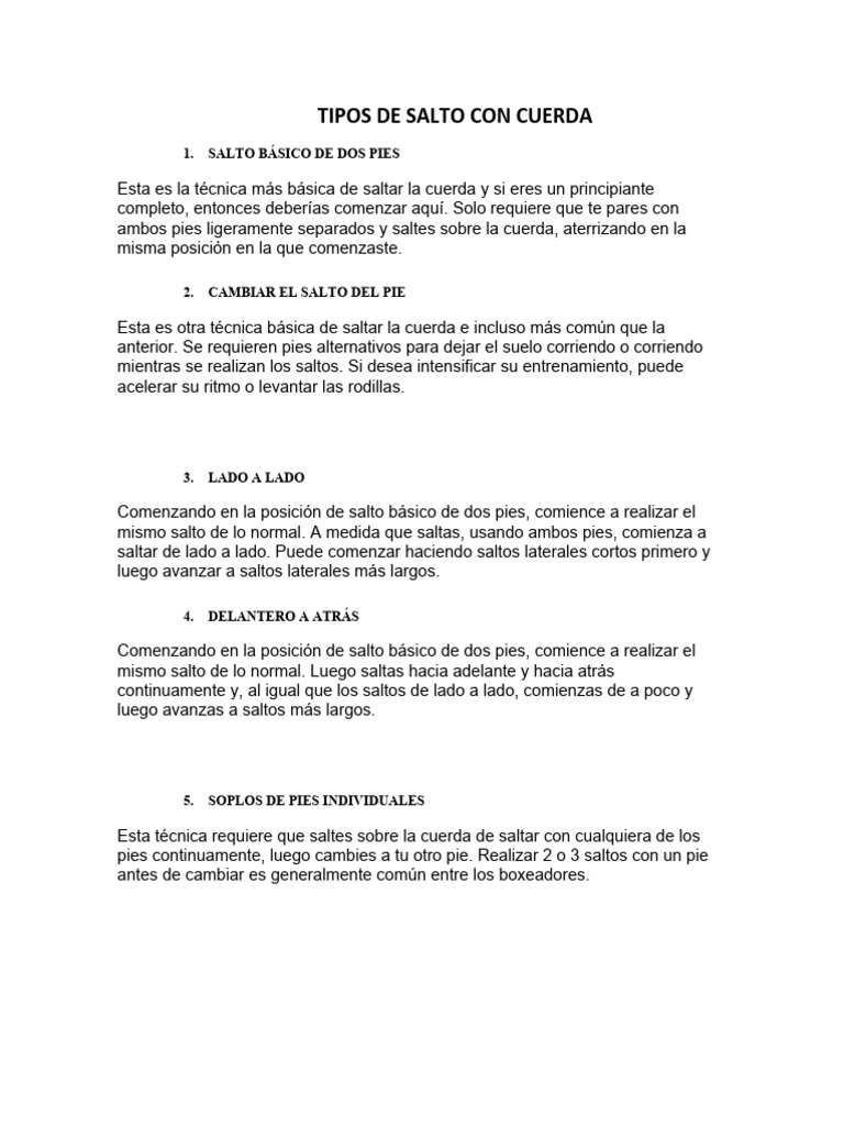 Tipos de Salto Con Cuerda | PDF
