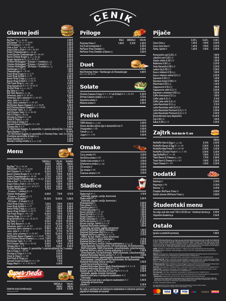 Cenik | PDF | Hamburgers | French Fries