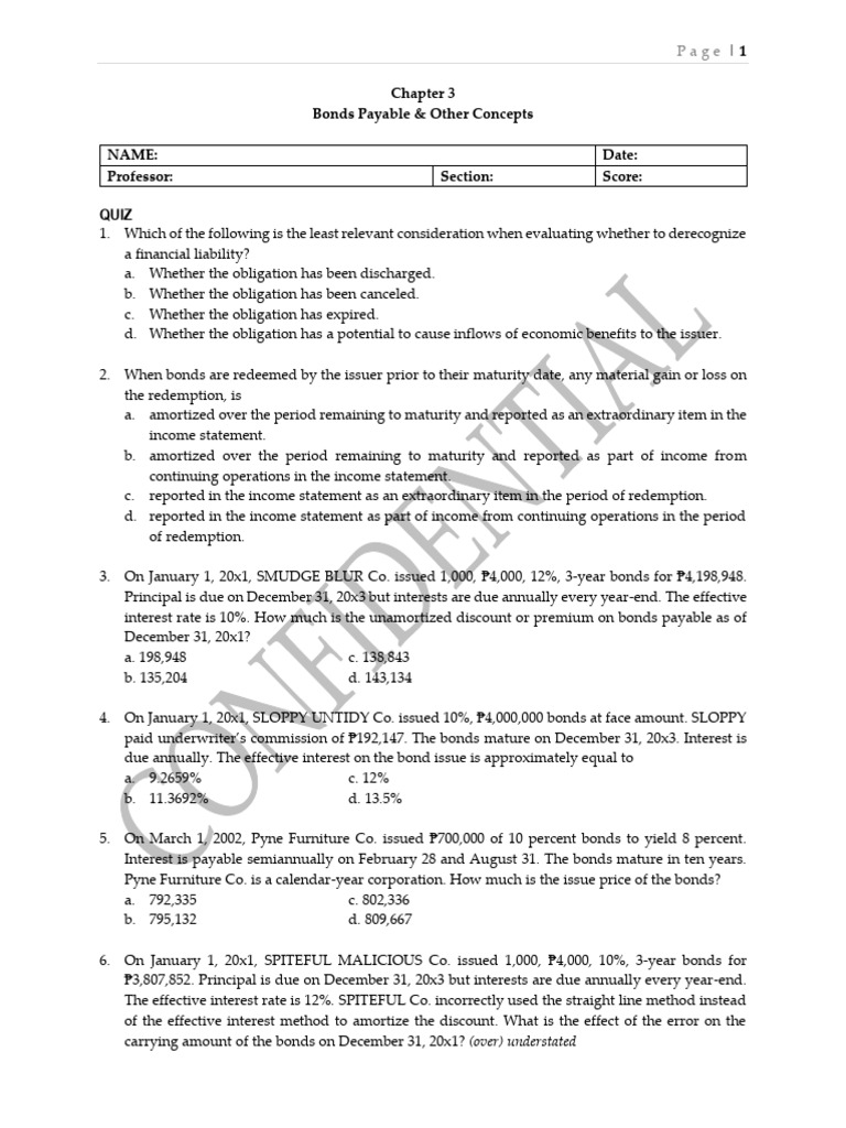 Quiz_chapter 3_bonds Payable & Other Concepts_2021 | PDF | Bonds (Finance) | Interest