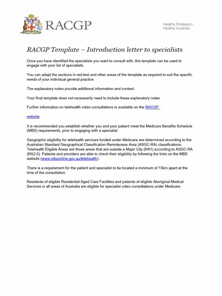 Practice Introduction Letter To Specialists | PDF | General ...