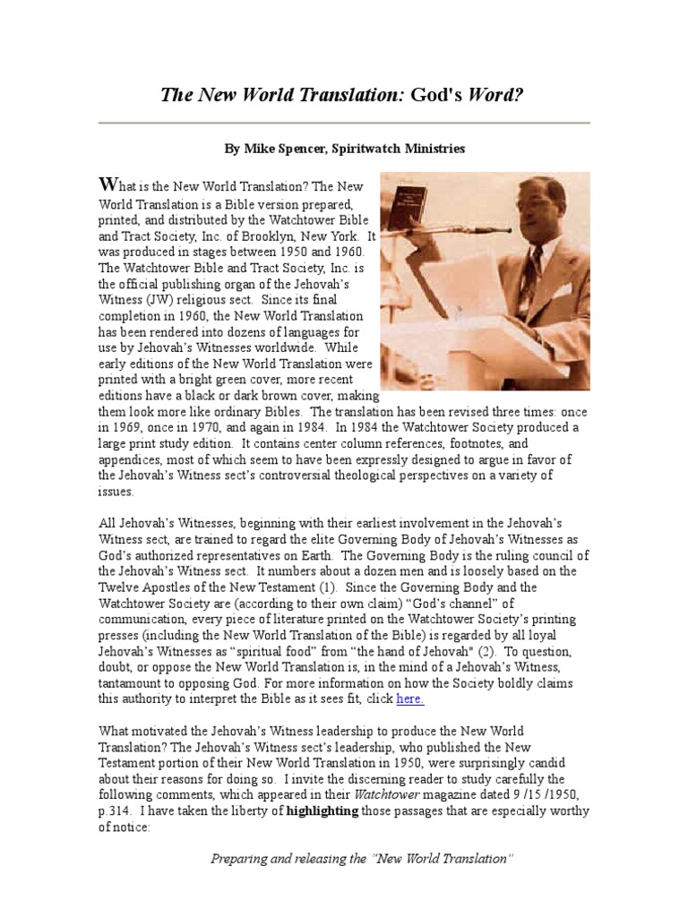 New World Translation Critique | PDF | Tetragrammaton | New Testament
