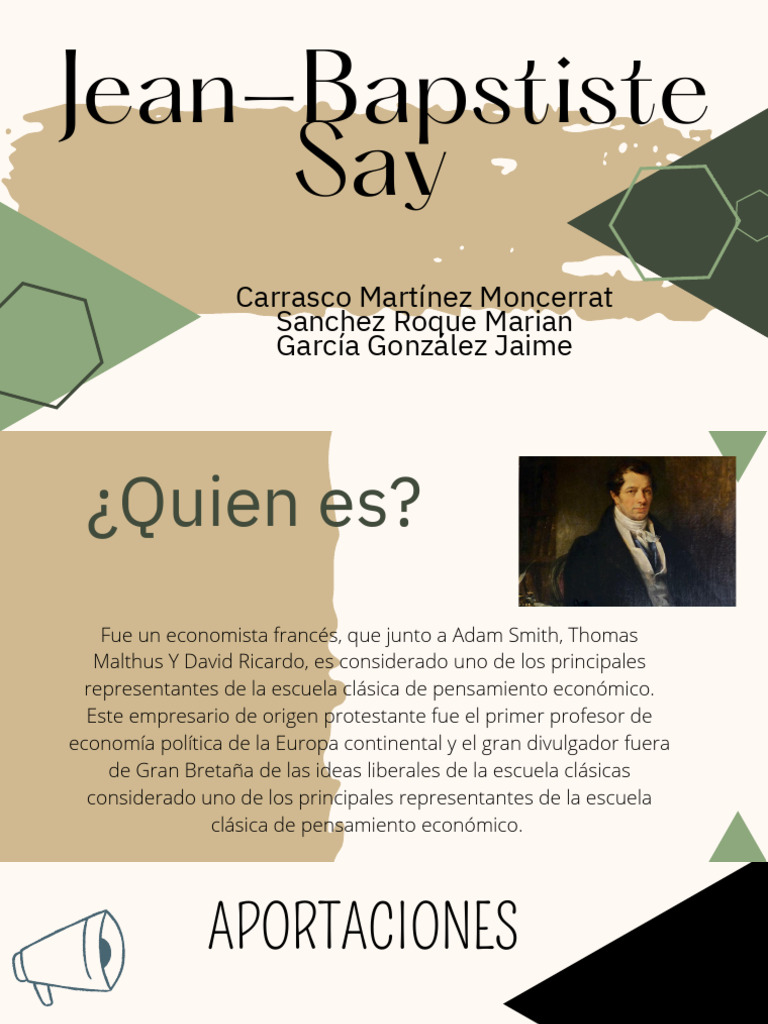 Jean-Baptiste Say | PDF | Historia del pensamiento económico | Economias