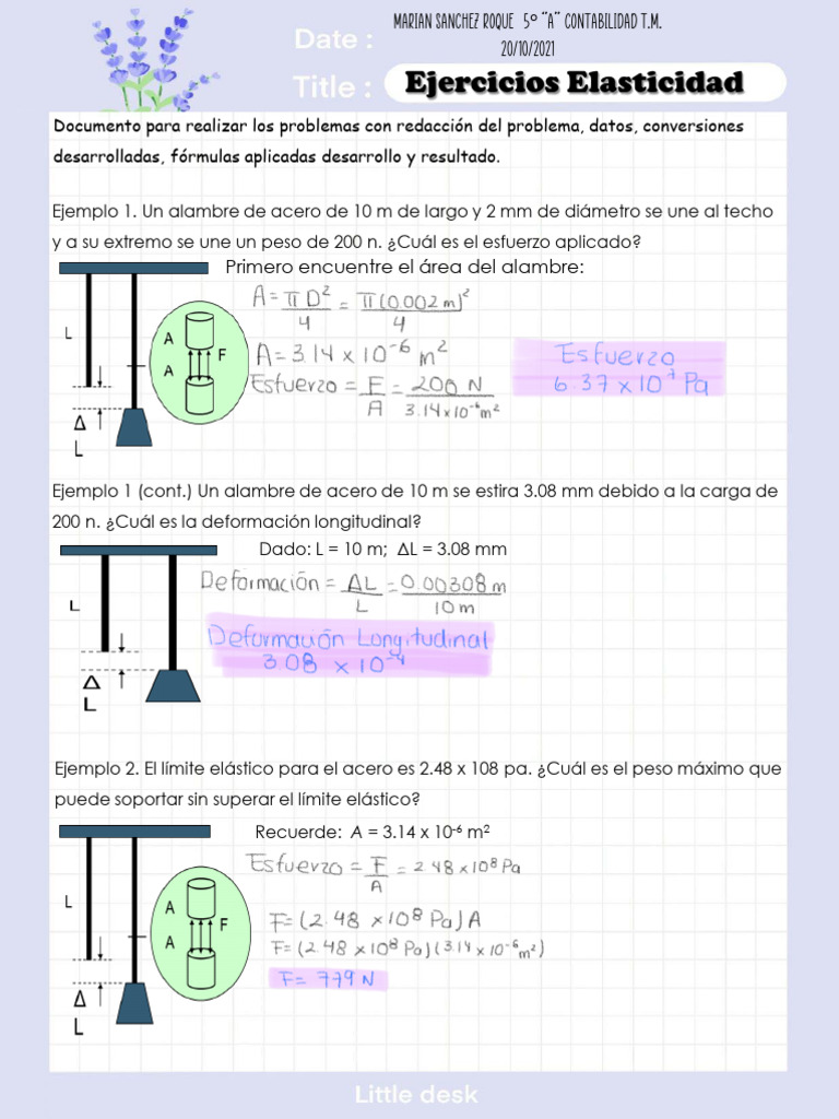 Ejercicios Elasticidad | PDF | Pascal (Unidad) | Elasticidad (Física)