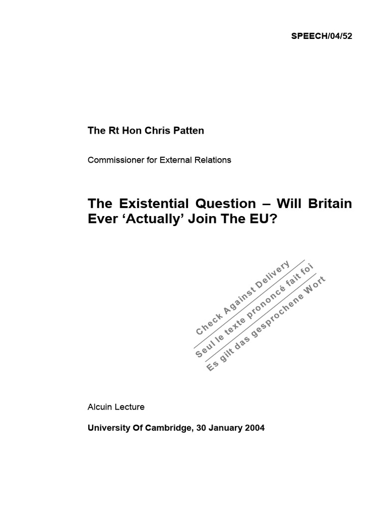 The Existential Question - Will Britain Ever Actually' Join The EU? | PDF | European Union ...