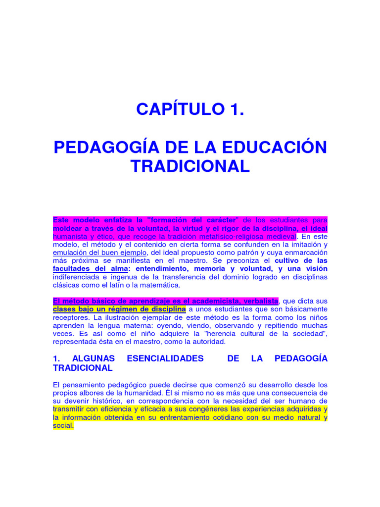 Pedagogía de La Educación Tradicional | PDF | Aprendizaje | Conocimiento
