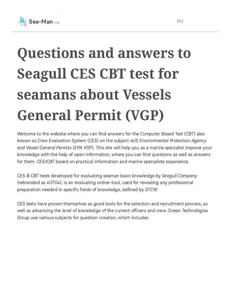 VGP Answers | Download Free PDF | Water | Shipping