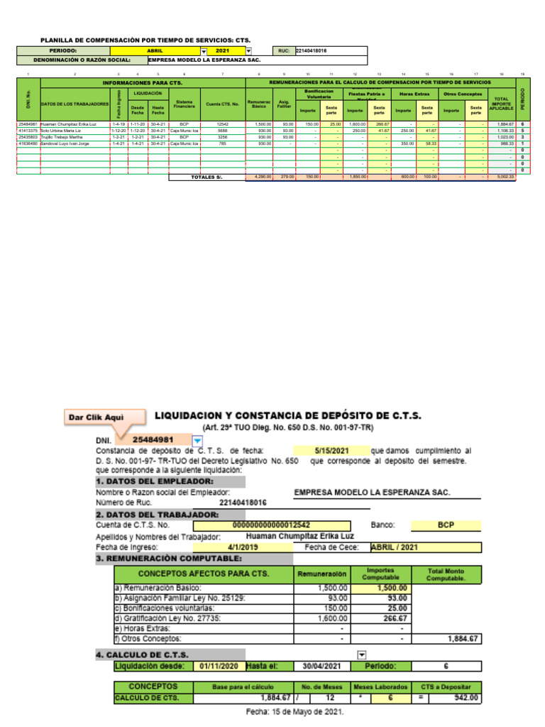 Sistema Cálculo CTS 2021 Modelo | PDF