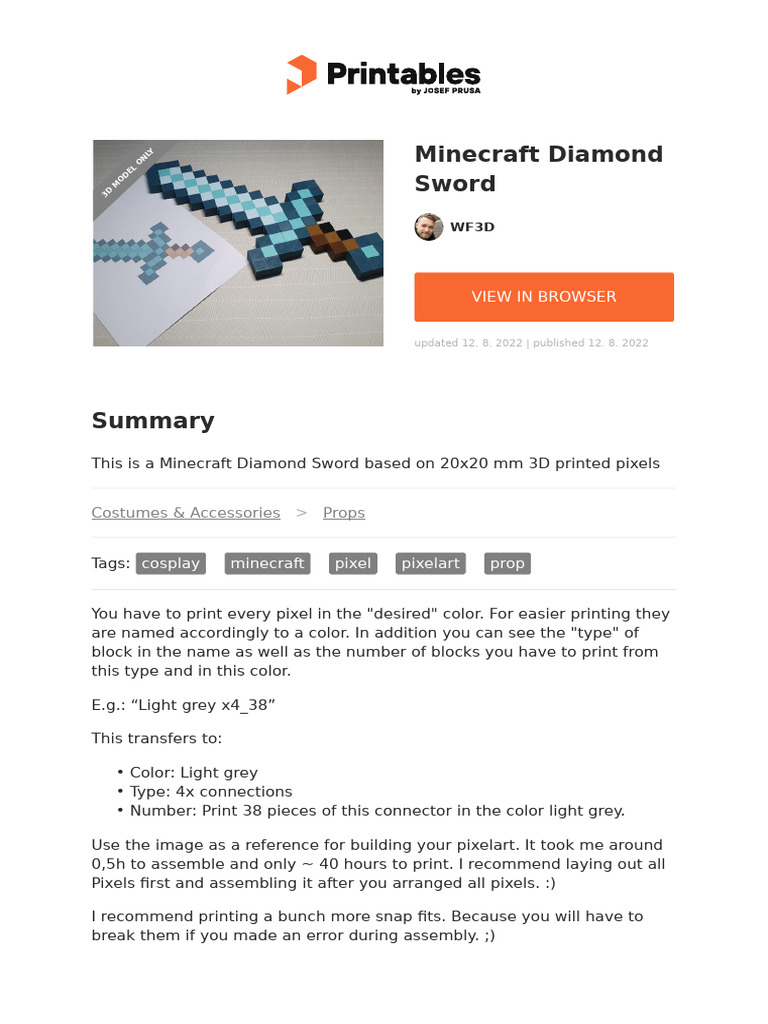 Minecraft Diamond Sword | PDF