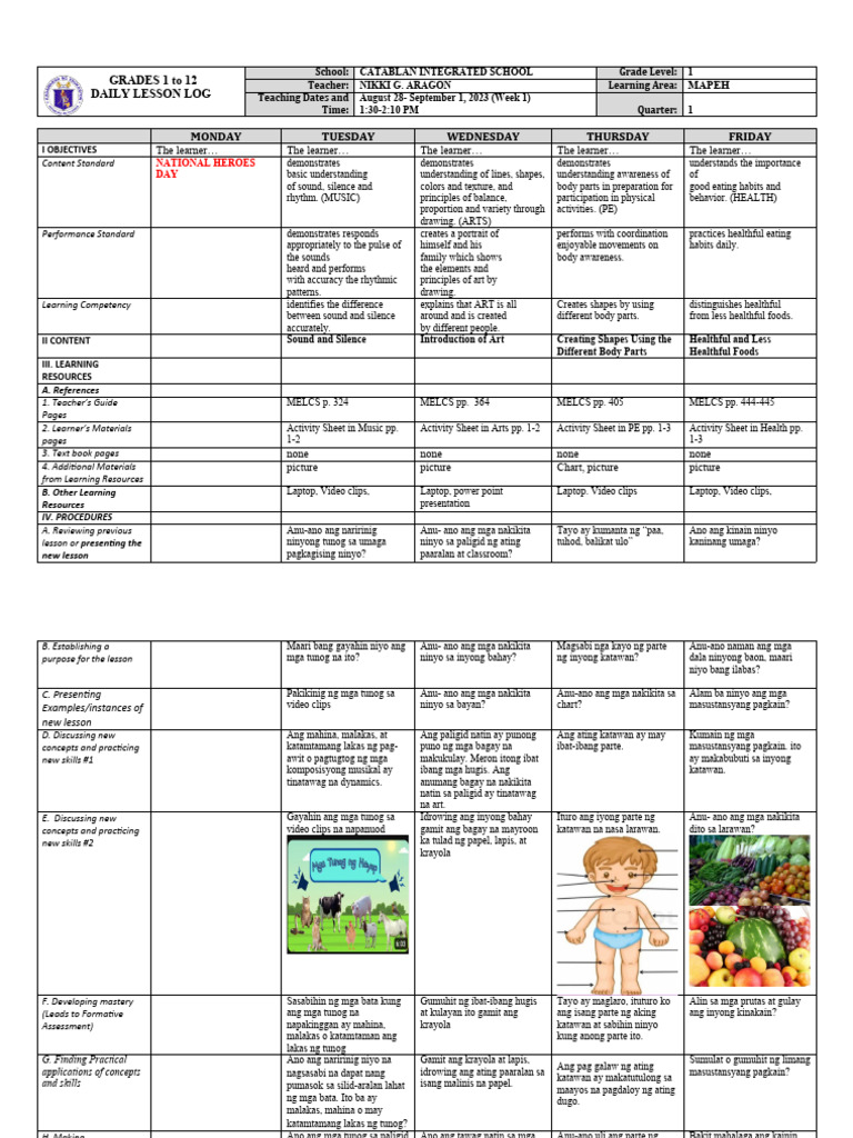 Mapeh Q1W1 | PDF | Rhythm | Learning