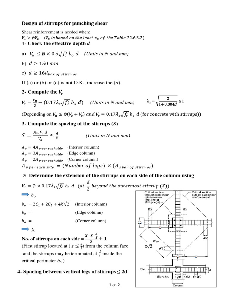 Steps - Design of Stirrups For Punching Shear | PDF