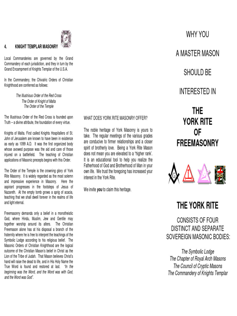 York Rite of Freemasonry | PDF | Freemasonry | Masonic Lodge