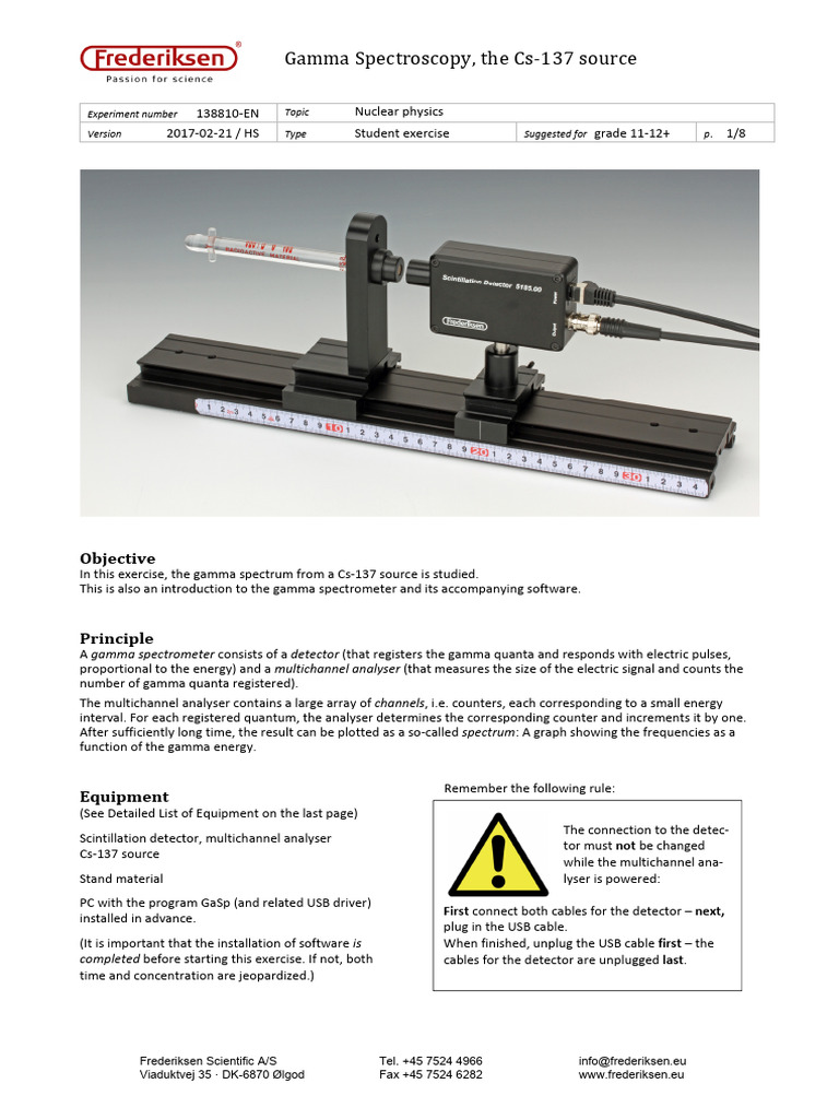 138810-EN-Gamma_spectroscopy_Cs-137-source | PDF | Gamma Ray | Electron