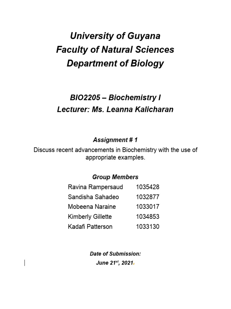 BIO 2205 - Assignment - #2 | PDF | Biochemistry | Chemistry