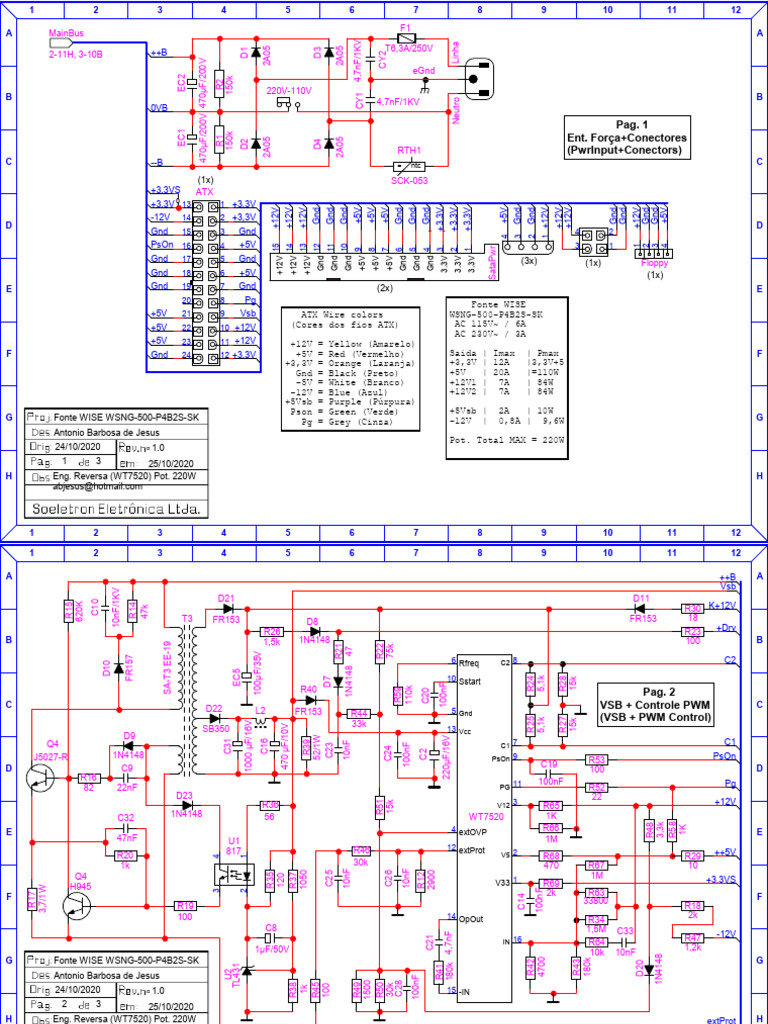 Fonte ATX 220W - WISE WSNG-500-P4B2S-SK (WT7520) | PDF