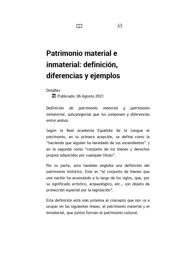 Patrimonio Material e Inmaterial - Definición, Diferencias y Ejemplos ...