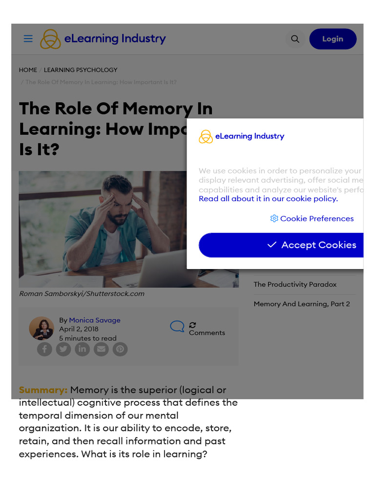 The Role of Memory in Learning: How Important Is | PDF | Recall (Memory) | Memory