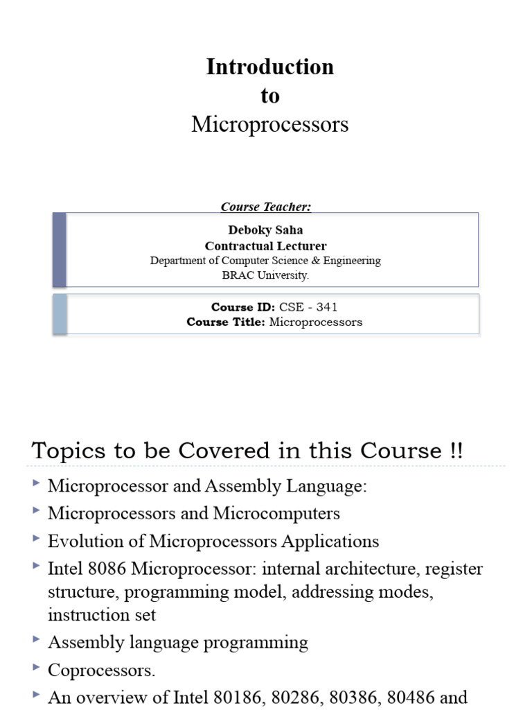 Lecture 1 | PDF | Central Processing Unit | Microprocessor