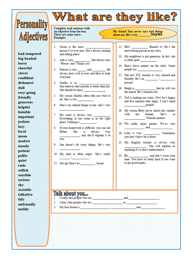 Personality Adjectives | PDF