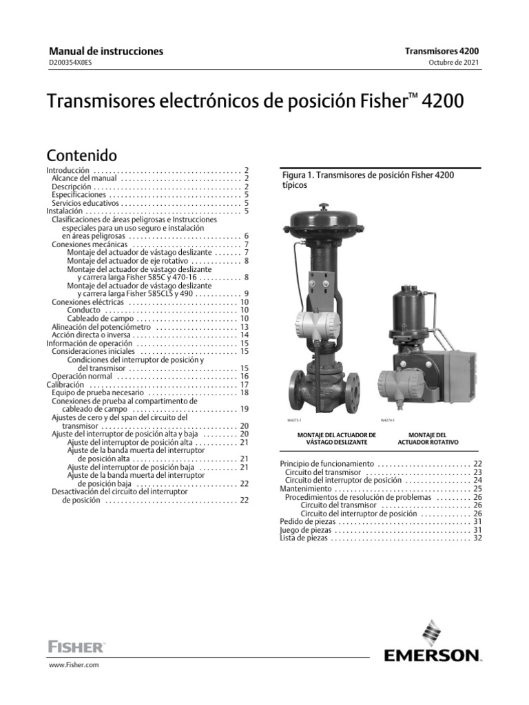 Instruction Manual Transmisores Electrónicos de Posición Fisher 4200 ...