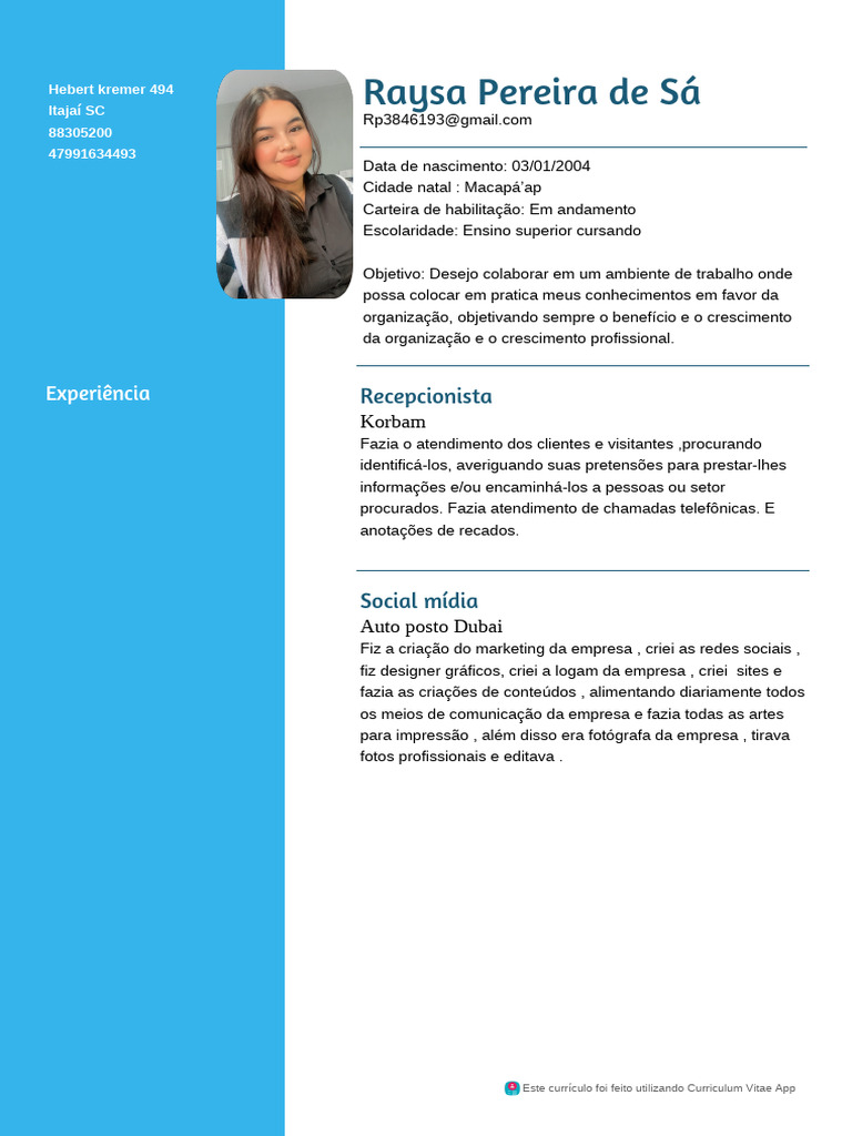 Currículo Raysa 0102 | PDF | Marketing | Business