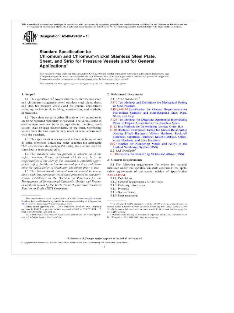 Astm A 240 | PDF