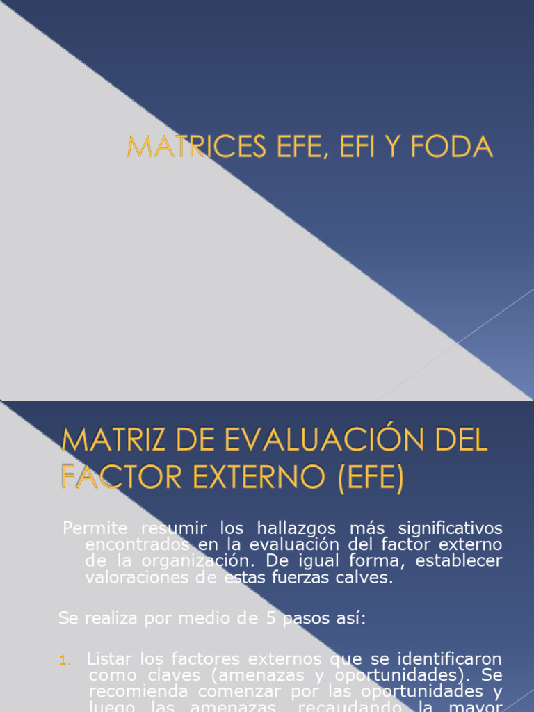 Matrices Efe, Efi y Foda | PDF | Análisis FODA | Economias