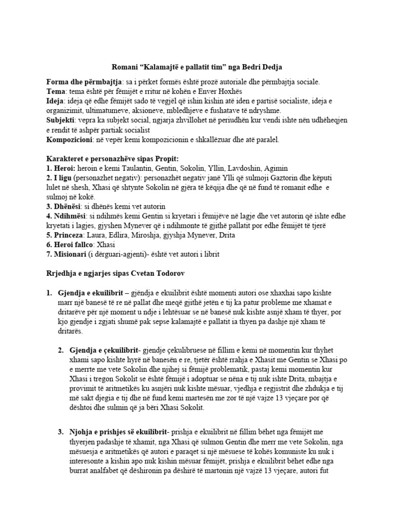 "Kalamajtë e Pallatit Tim" Nga Bedri Dedja | PDF