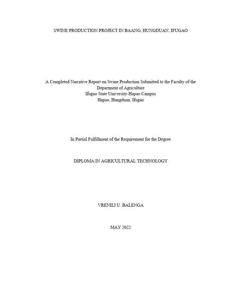 Narrative Report Swine Raising | PDF | Balance Sheet | Pig