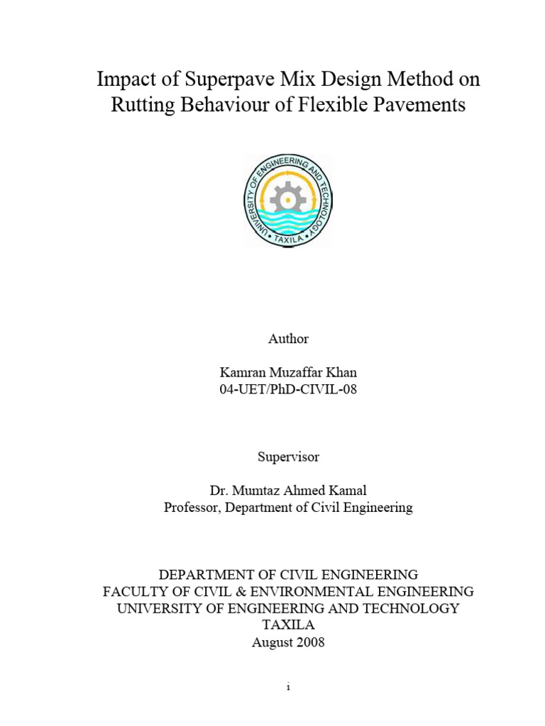 Impact of Superpave Mix Design Method On Rutting Behaviour of Flexible ...