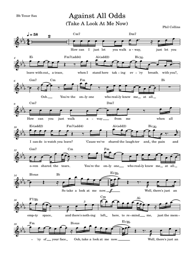 Against All Odds - Phil Collins - Tenor Sax | PDF