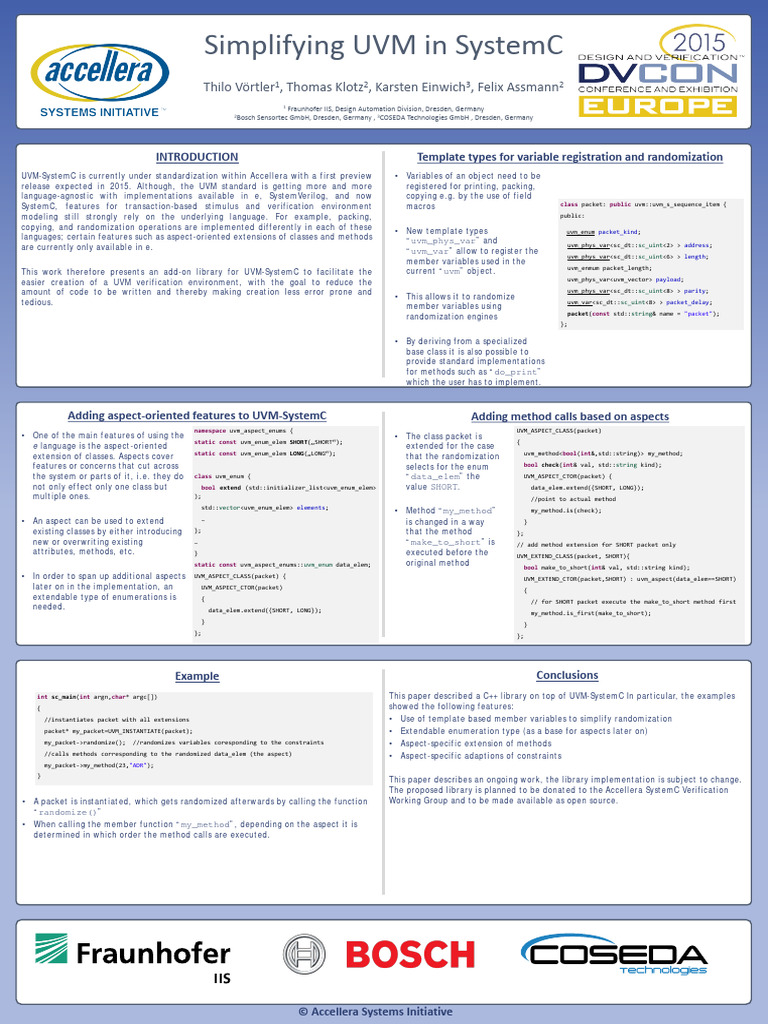 Dvcon Europe 2015 P1 2 Poster Pdf Object Oriented Programming Software Engineering