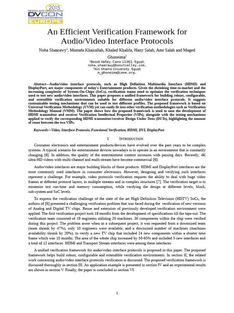Dvcon Europe 2015 Ta1 3 Paper Pdf Hdmi Video