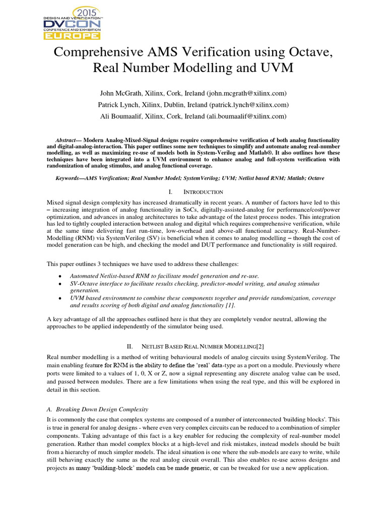Dvcon Europe 2015 Ta4 1 Paper Pdf Analogue Electronics Electronic Circuits