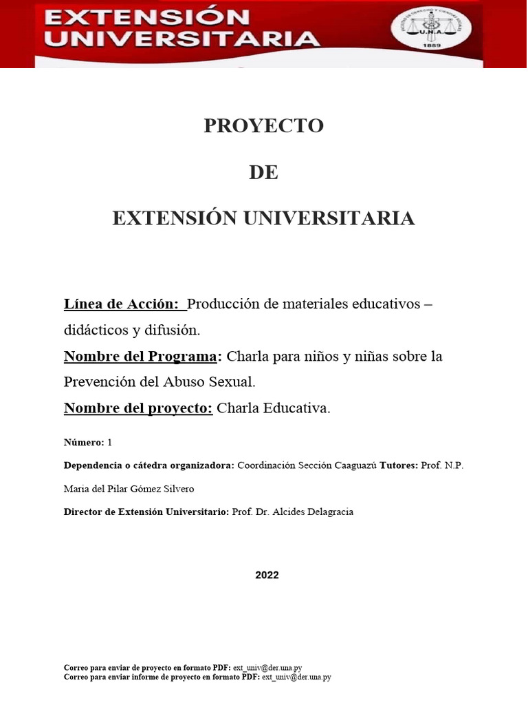 Formulario para Proyecto de Extensión | PDF