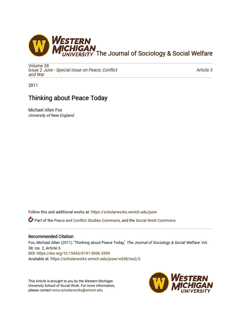Thinking About Peace Today Allen Fox | PDF