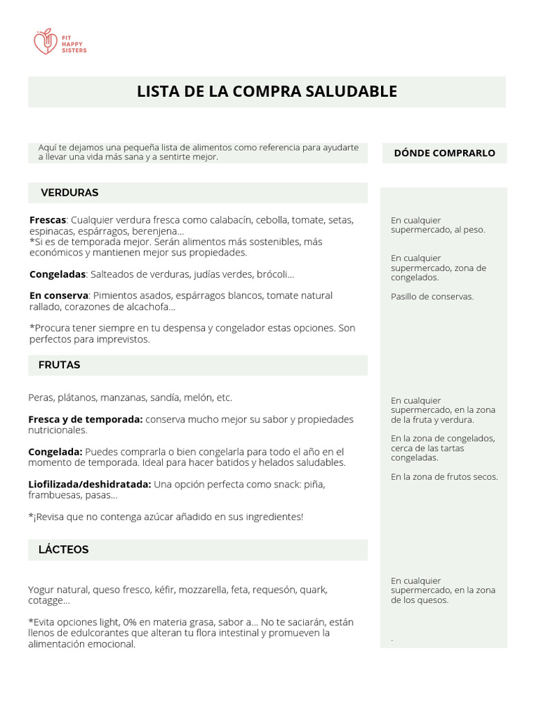 Lista de La Compra Saludable | PDF | Nuez | Vegetales