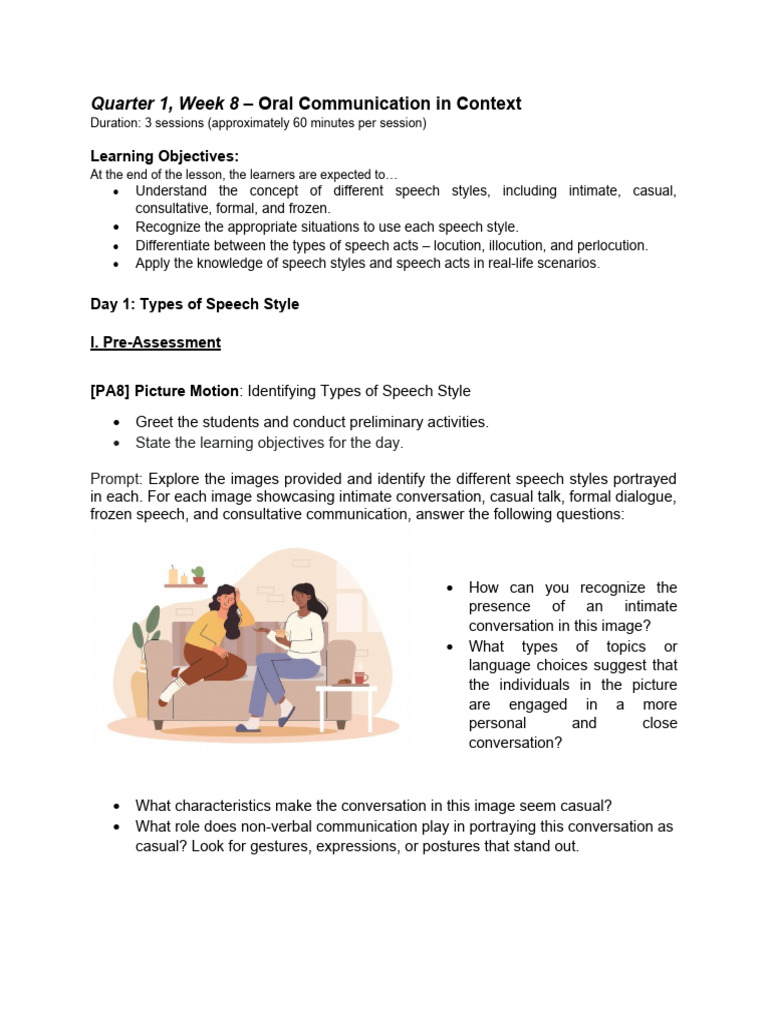 Prompt Oral Communication in Context Week 8 | PDF | Human Communication ...