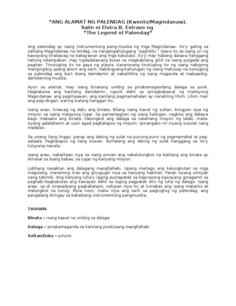 Ang Alamat NG Palendag | PDF