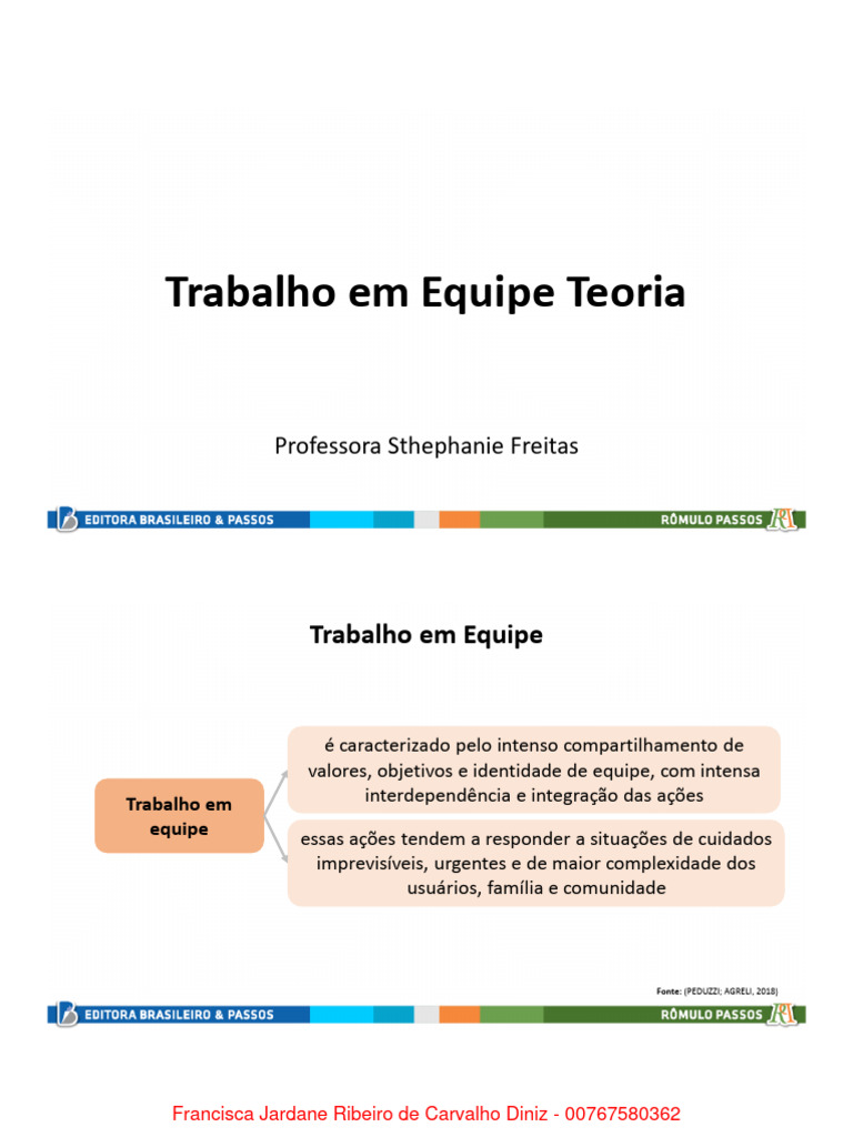 Trabalho em Equipe - Enfermagem | Download grátis PDF | Interdisciplinaridade | Enfermagem