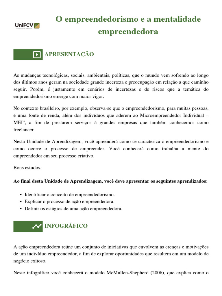 O Empreendedorismo e A Mentalidade Empreendedora | PDF ...