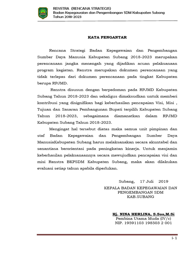 Contoh Renstra SDM | PDF